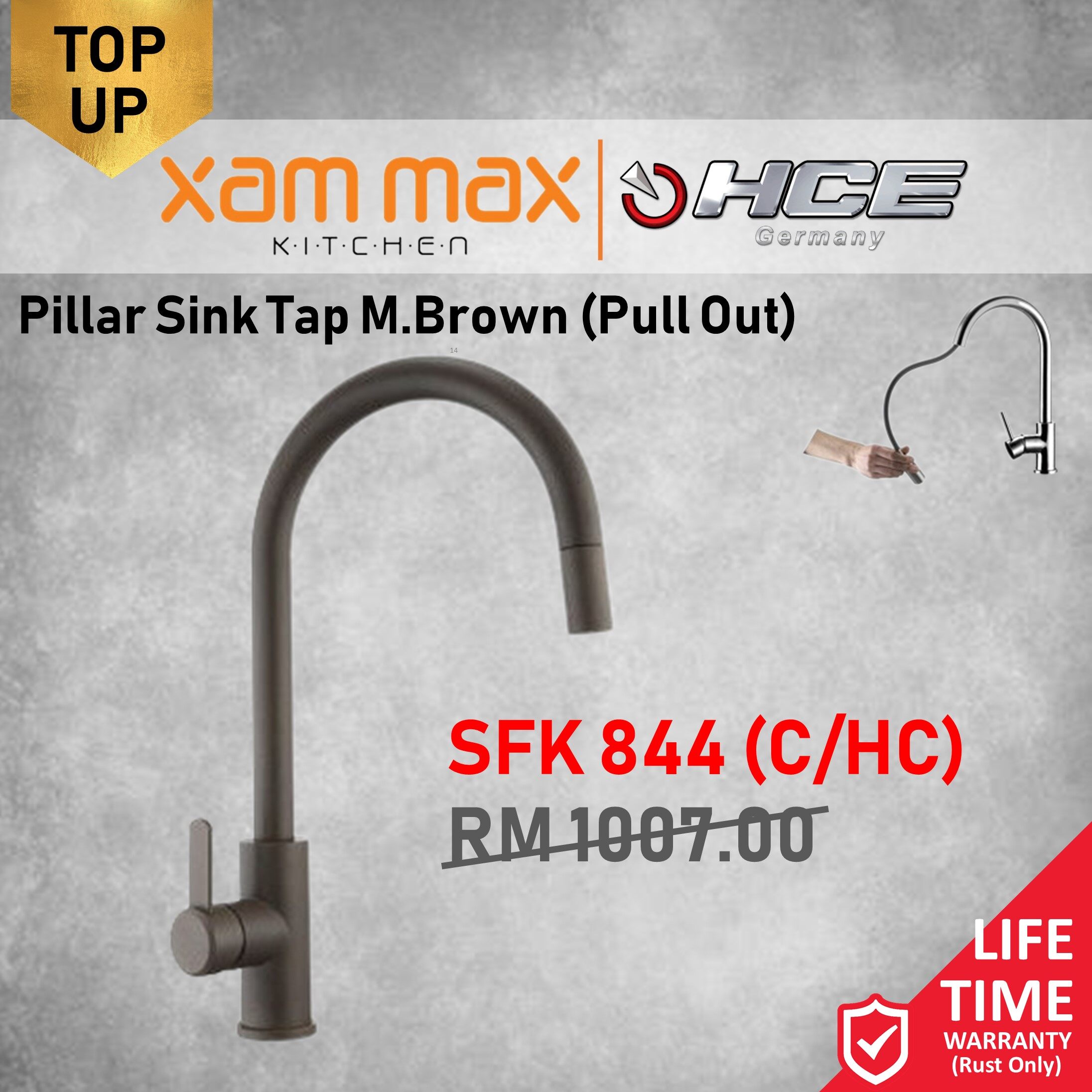 HCE SUS304 PREMIUM COLOR FAUCET | Pull Out Pillar/Wall Kitchen Sink Tap ...