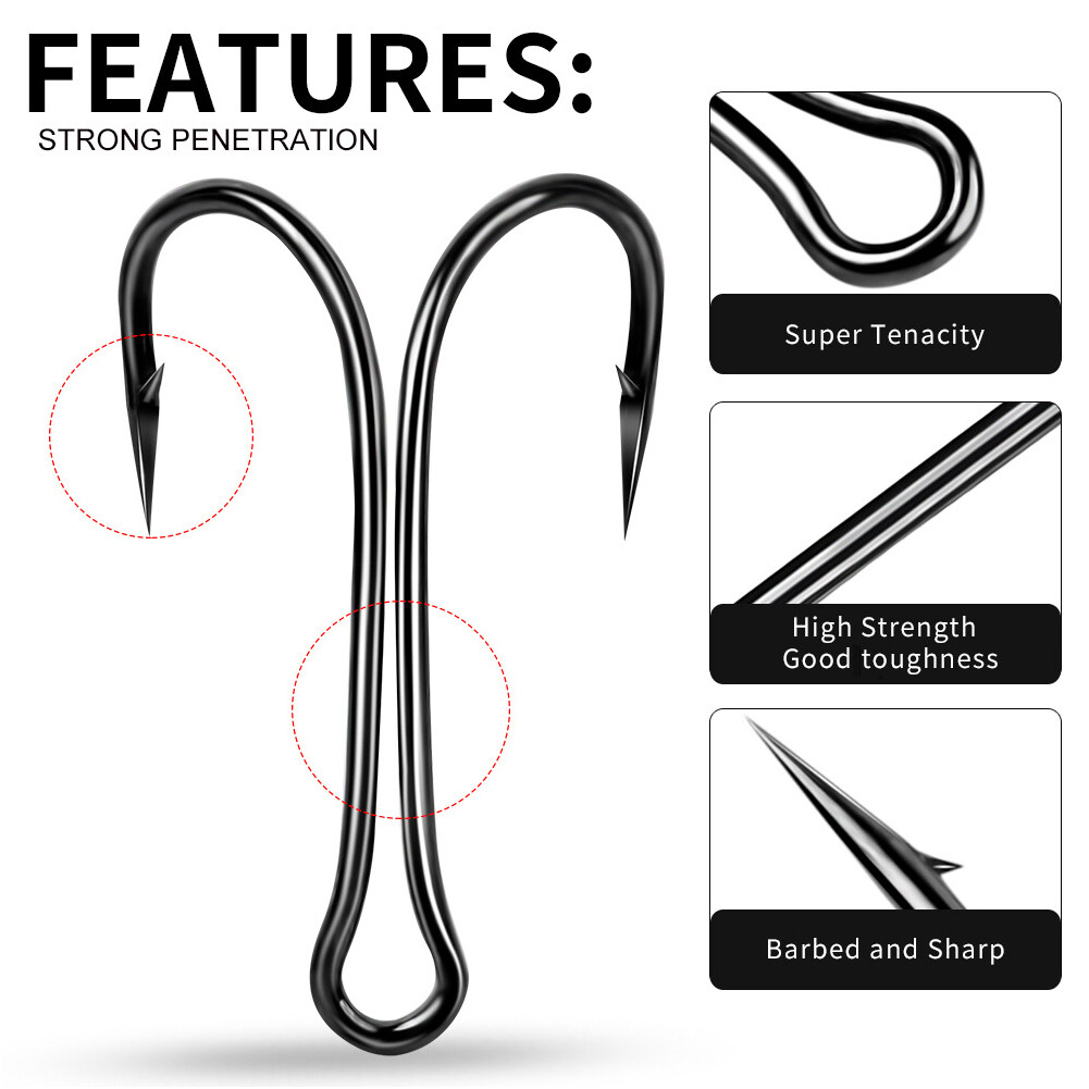 Potenr 50ชิ้น/แพ็ค Double Hook Luya Hook With Barb Anchor Hook Fishing ...