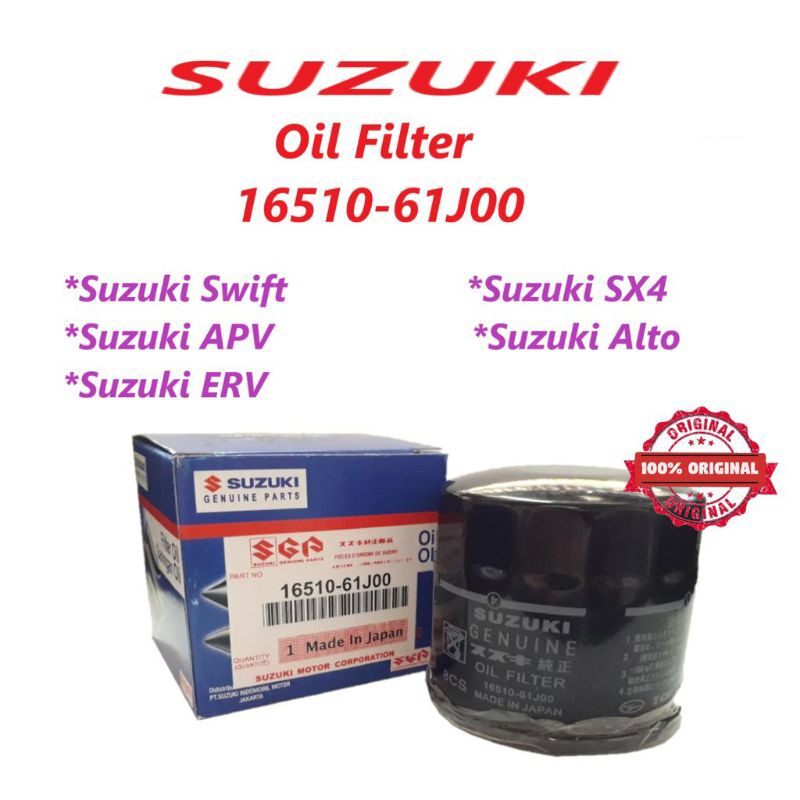 Suzuki Genuine Oil Filter 16510-61J00 -Suzuki Swift, APV, ERV, SX4 and ...