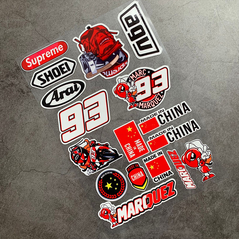 93 Logo Reflective Motorcycle Helmet Sticker Small Ant Side Strip Decal ...