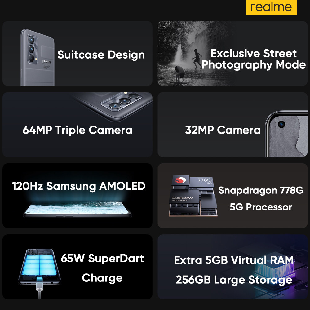 realme GT Master Edition 8+128GB/8+256GB Smartphone การรับประกันศูนย์ ...