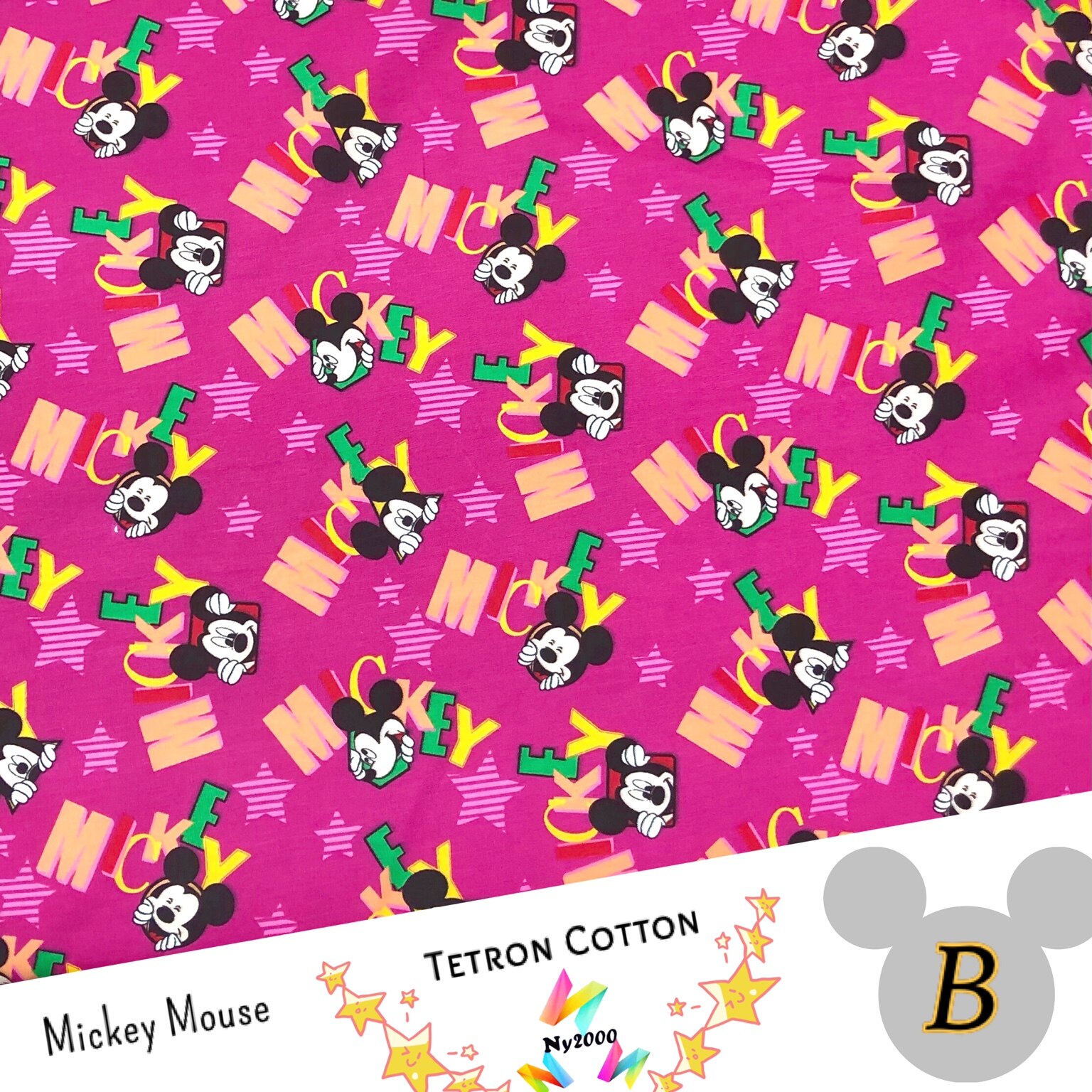 Kain Tetron Cotton TC (Polyester) Corak Mickey Mouse (Bidang 48 inci ...