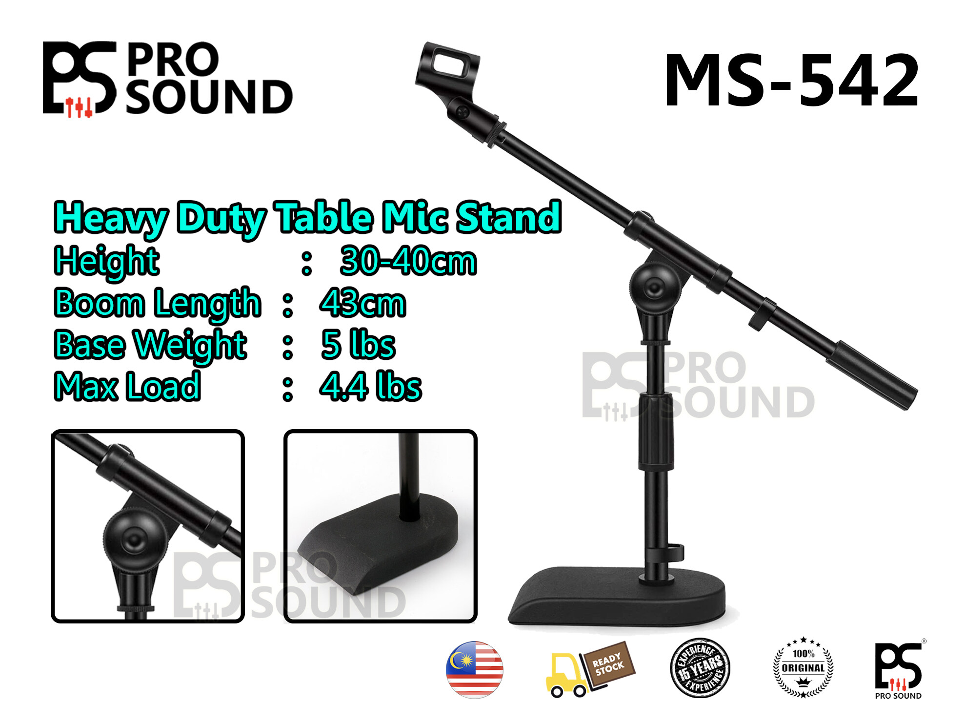 PS PRO SOUND MT542 (MS-542) HEAVY DUTY TABLE MICROPHONE STAND TABLE ...