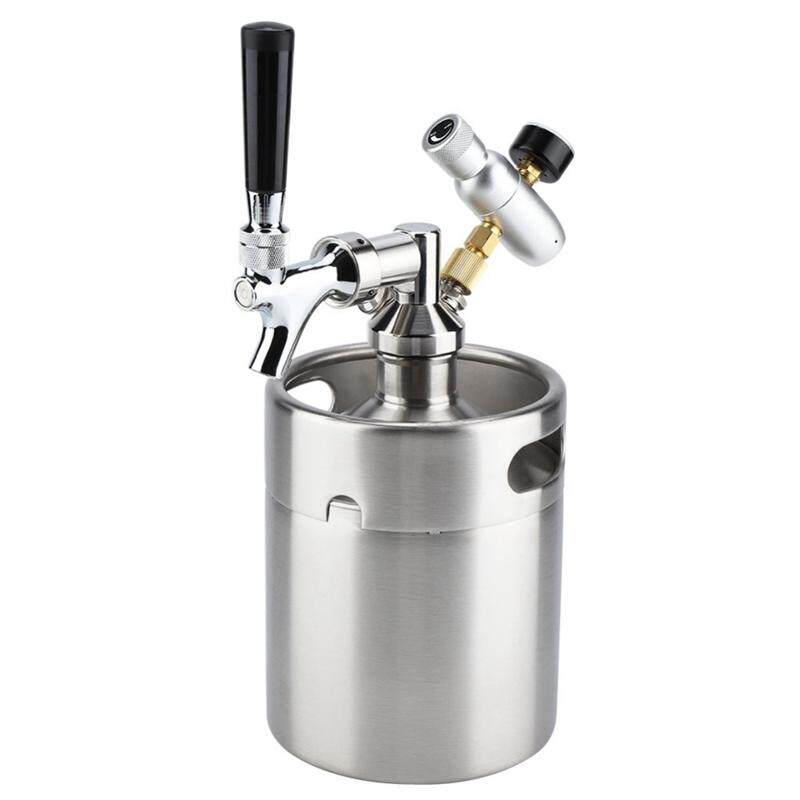 2L Mini Stainless Steel Beer Keg with Faucet Pressurized Wine Shaker ...