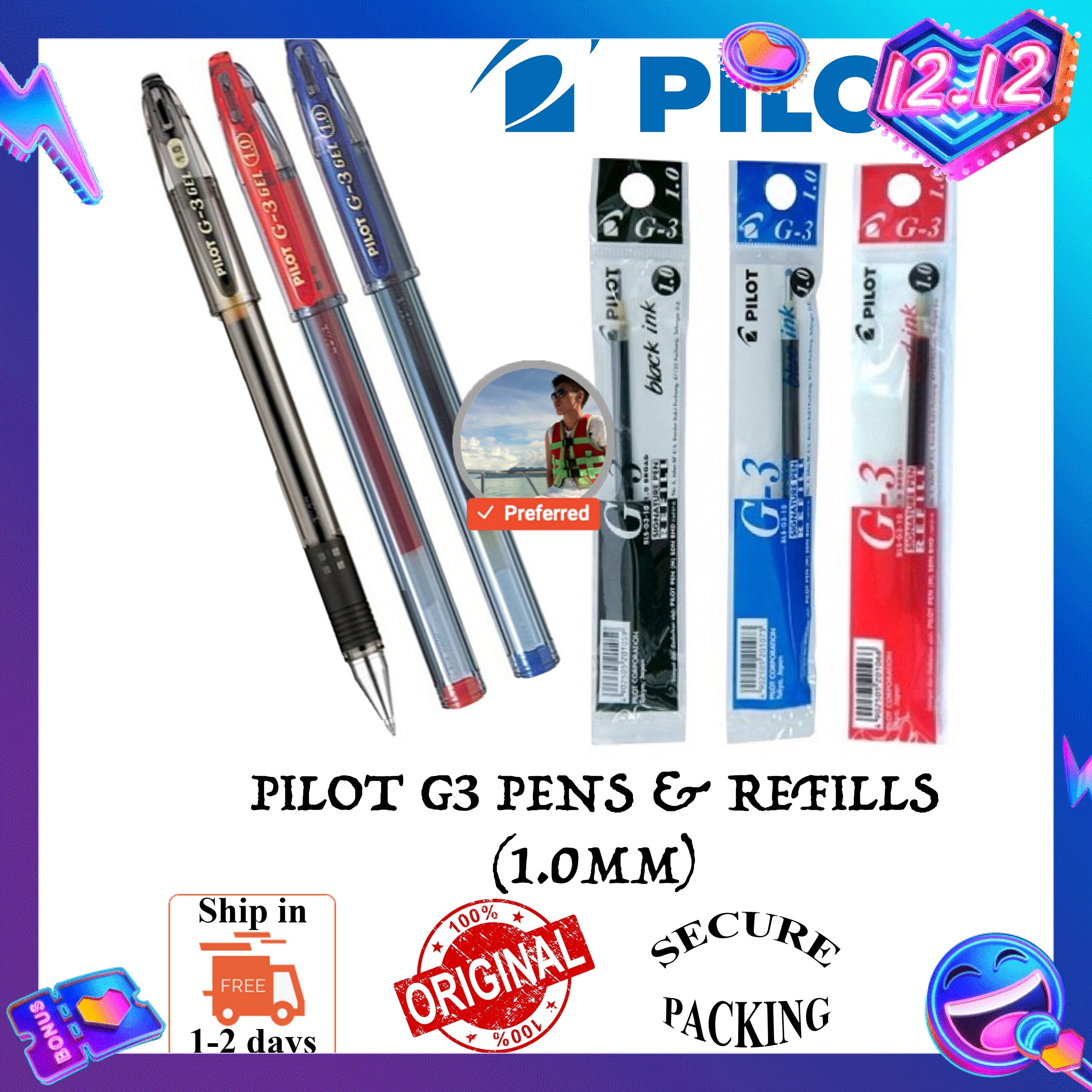 PILOT G3 GEL REFILL 1.0MM / PILOT G3 PEN 1.0MM (READY STOCK / 100% ...