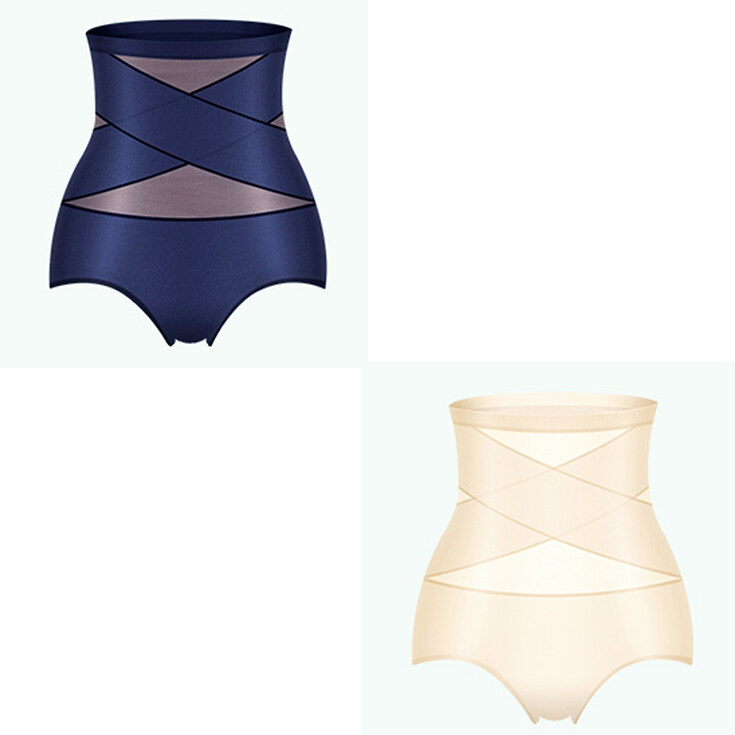 Dachao 2 Pieceswomens High Waist Body Shaper Panties Ice Silk Seamless