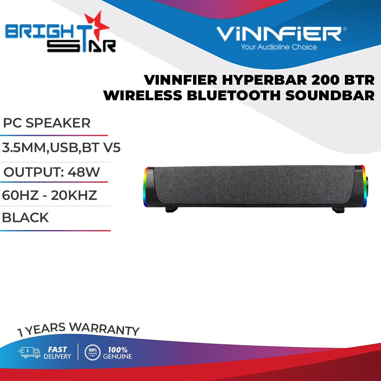 Vinnfier Hyperbar 200 BTR Wireless Bluetooth Speaker | Lazada