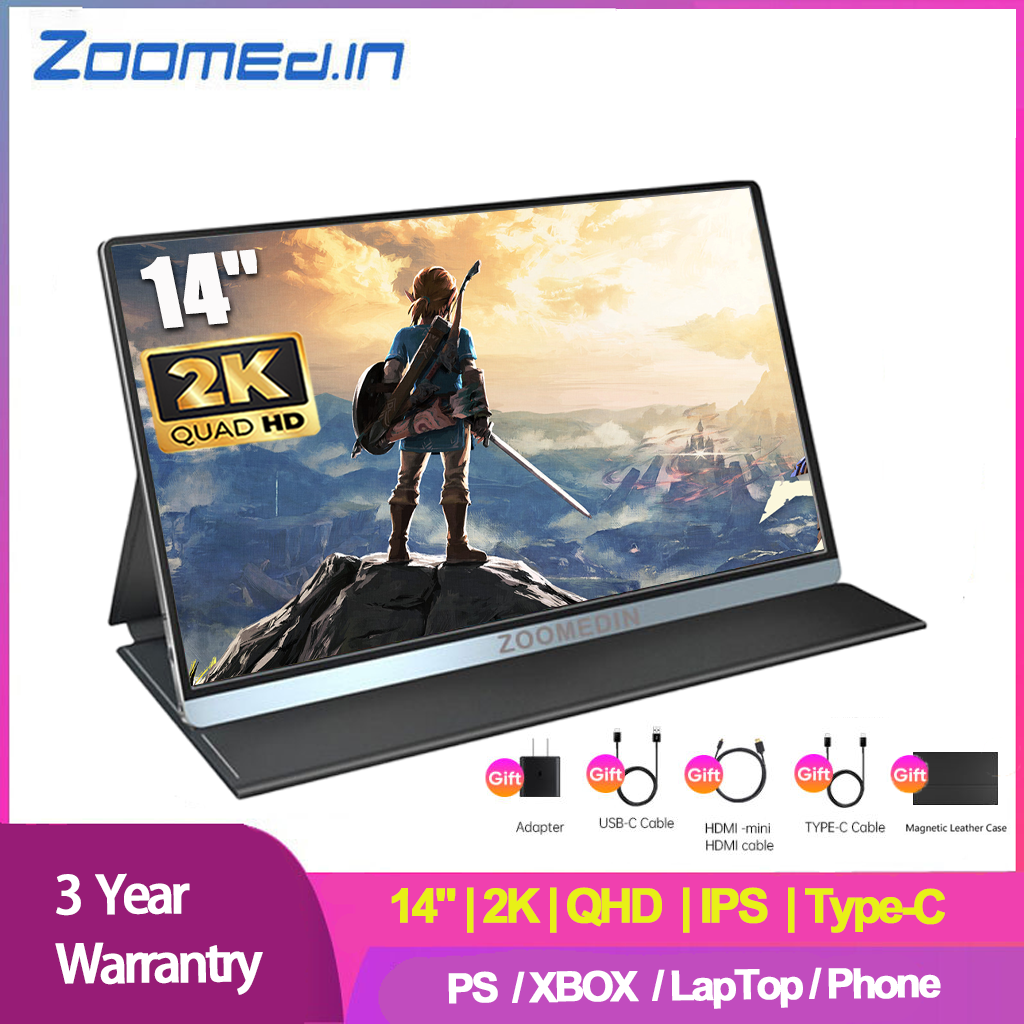 ZOOMEDIN 14inch 2K Resolution IPS 100%sRGB USB Type-C QHD Portable ...
