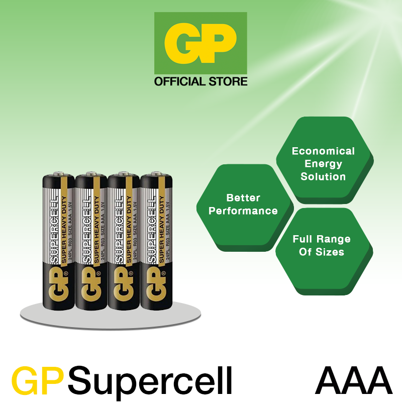 GP SUPERCELL Super Heavy Duty Battery AAA [ Shrink Pack of 4s ] | Lazada