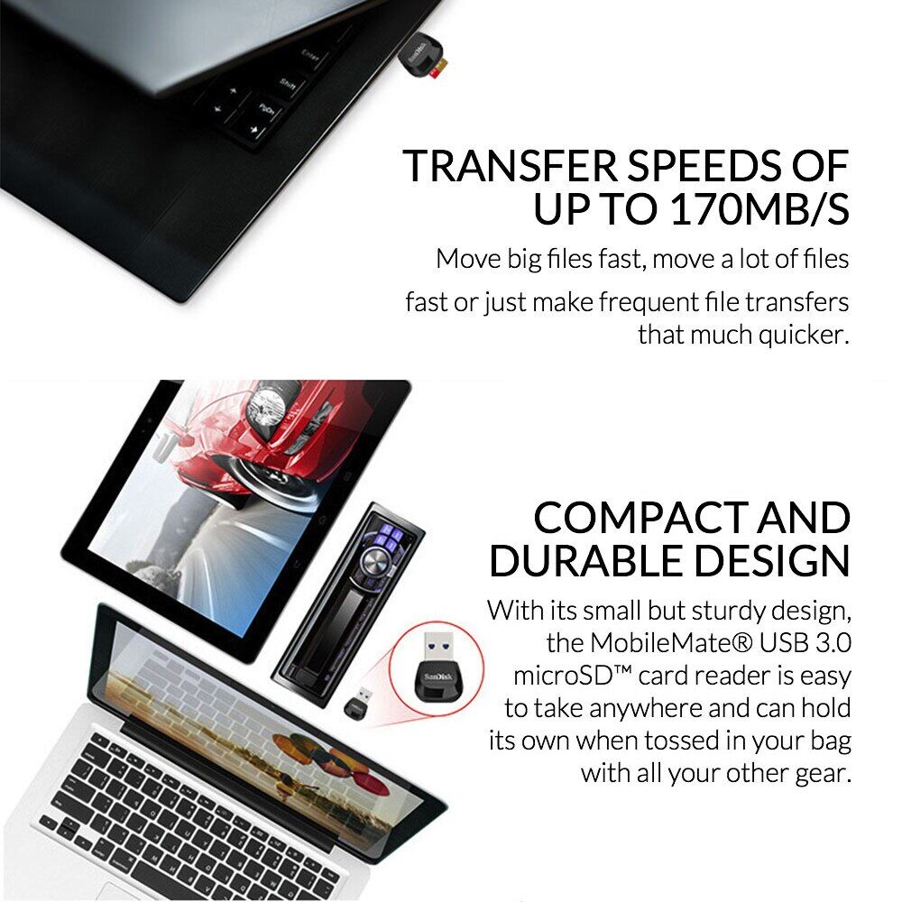 B531 Sandisk สามารถ USB ได้3.0ไมโครการ์ดรีดเดอร์ SD การ์ดความจำขนาดสูง ...