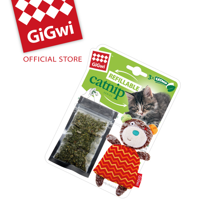 GiGwi Refillable Catnip Cat Toy with 3 catnip teabags (Rabbit/Bear ...