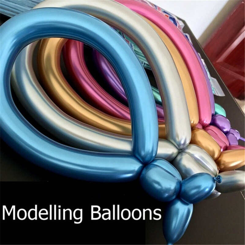 10pcs Metallic Long Balloons DIY Strip Long Shape Balloon Tying Twist ...