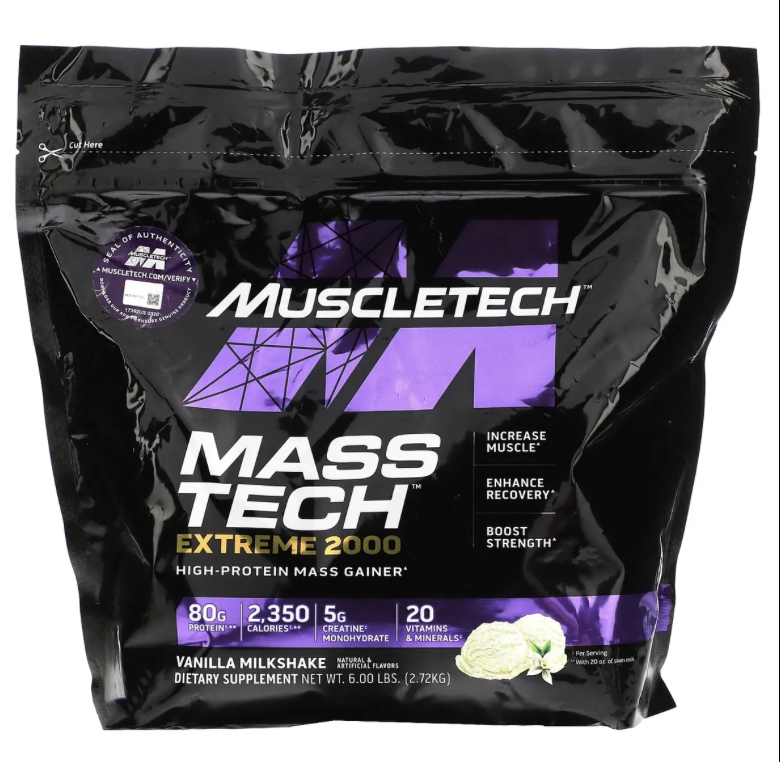 Muscletech Masstech Extreme 2000 (6lbs )- Weight Gainer, Mass Gainer ...
