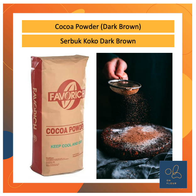Favorich Dark Brown Cocoa Powder 1kg 500g 100g / Serbuk Koko Perang ...