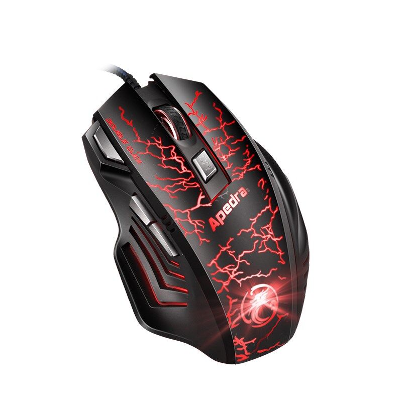 APEDRA A7 USB Wired Gaming Mouse 7 Buttons Ergonomic Mice Colorful LED ...