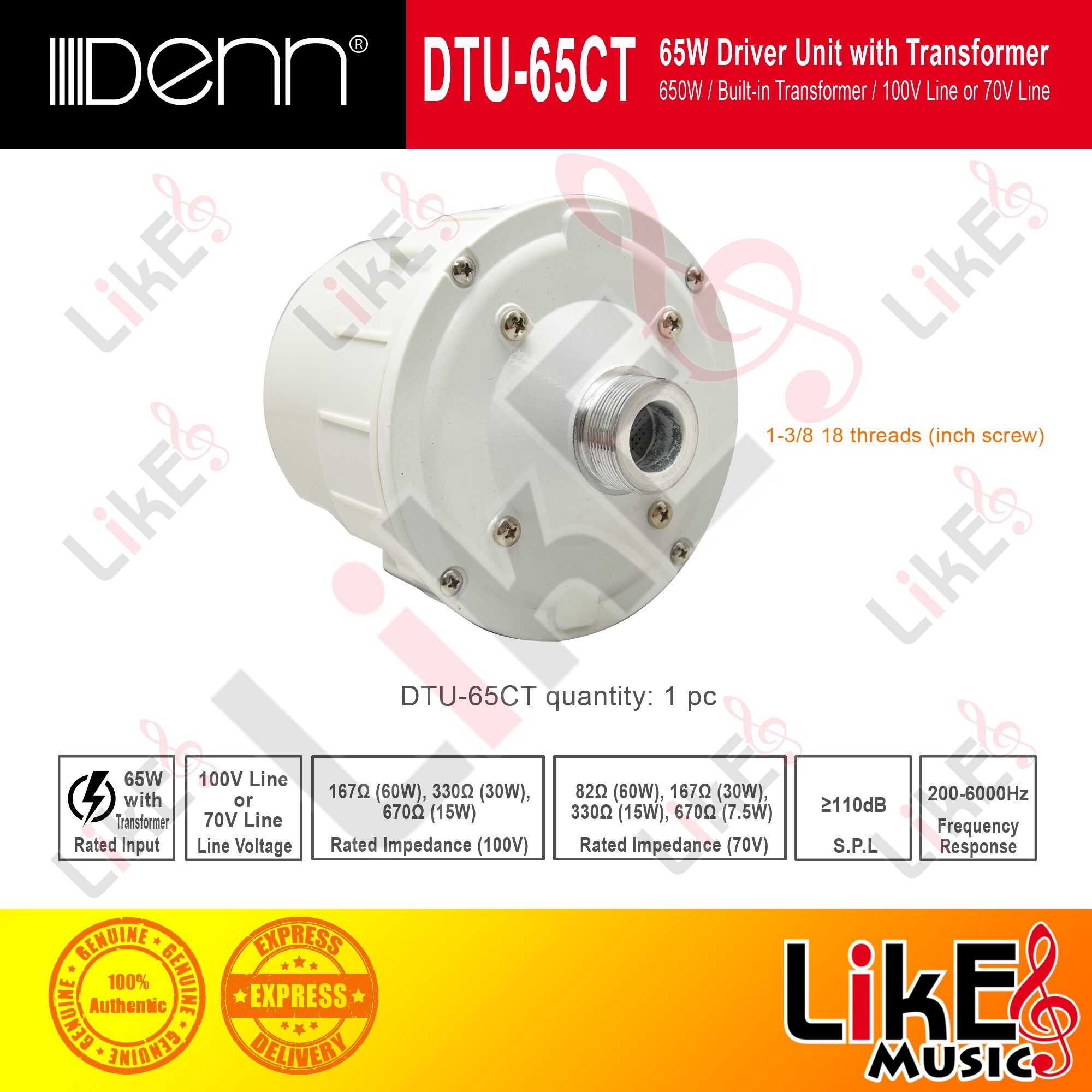 DENN Horn Speaker Driver Unit DTU-65CT (With Matching Transformer 65 Watt) | Lazada