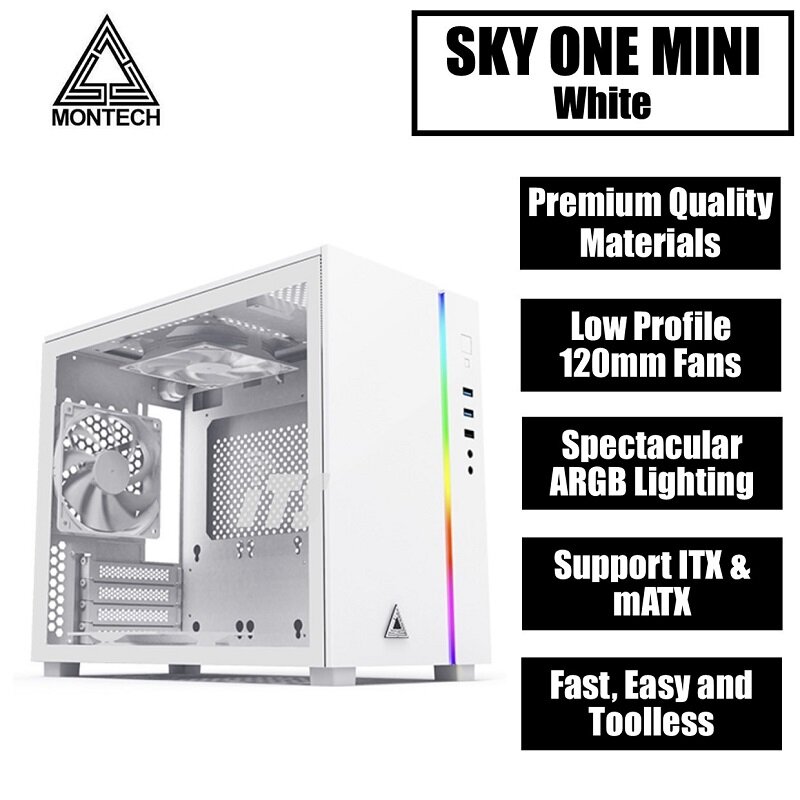 MONTECH SKY ONE MINI ITX Tempered Glass Chassis (Black/White) | Lazada