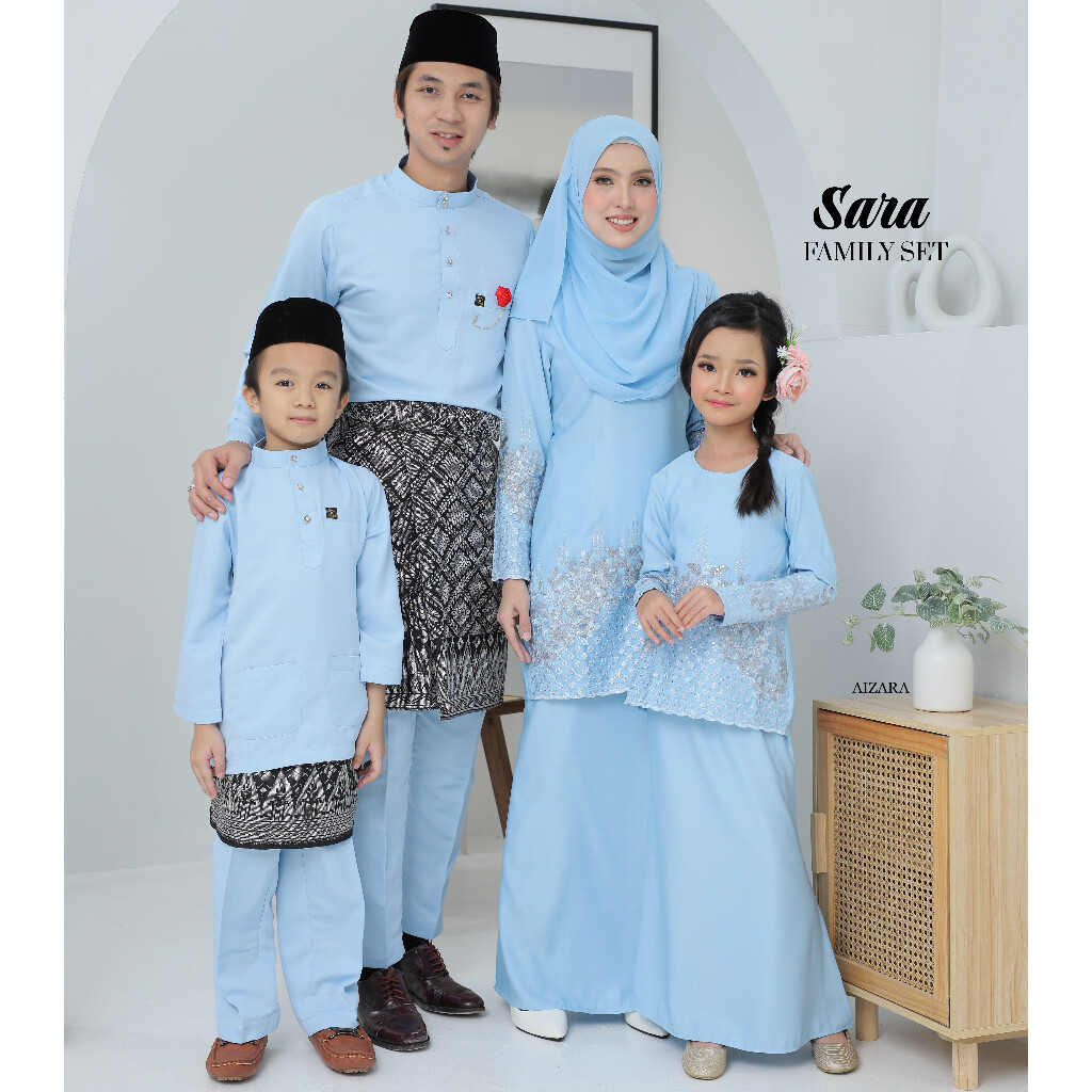 Set Family Kurung Sara Baby Blue Baju Kurung Moden Ibu Anak Set ...