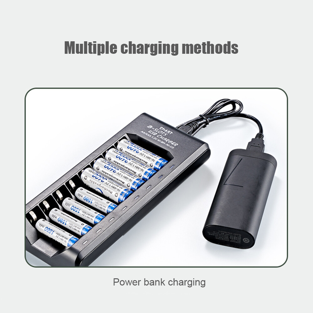 FG Smart 8-Slot USB Charger 1.2V NiMH Rechargeable Battery Aa/aaa ...