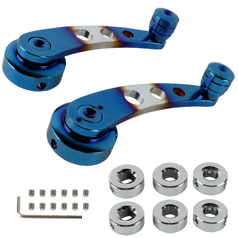Titanium Blue Car Window Handle Lifter Aluminum Window Close Hand Crank ...