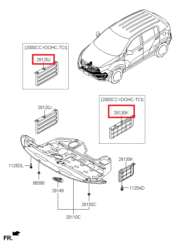 ENGINE UNDER COVER LEFT / RIGHT GENUINE PART (ORIGINAL) KIA SPORTAGE SL ...