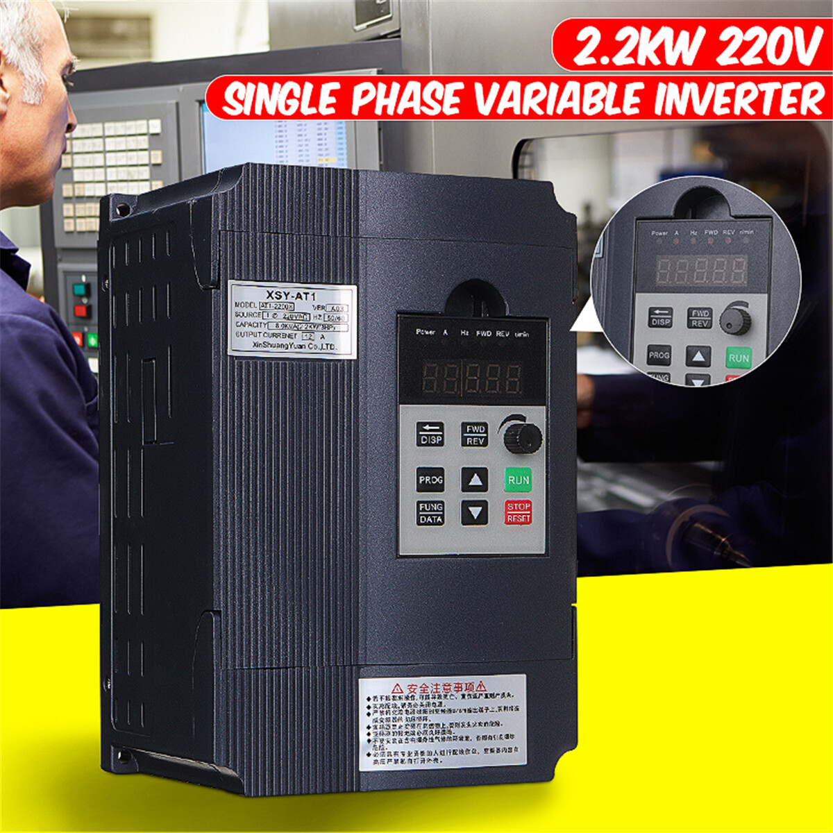 2.2KW 220V 12A อินพุทเฟสเดียว3เอาต์พุตเฟส PWM ตัวแปลงความถี่ไดรฟ์อินเวอร์เตอร์ V/F ควบคุม ...