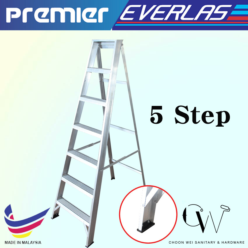EVERLAST PREMIER 5 Step Home Ladder Single Sided Aluminium Ladder ...