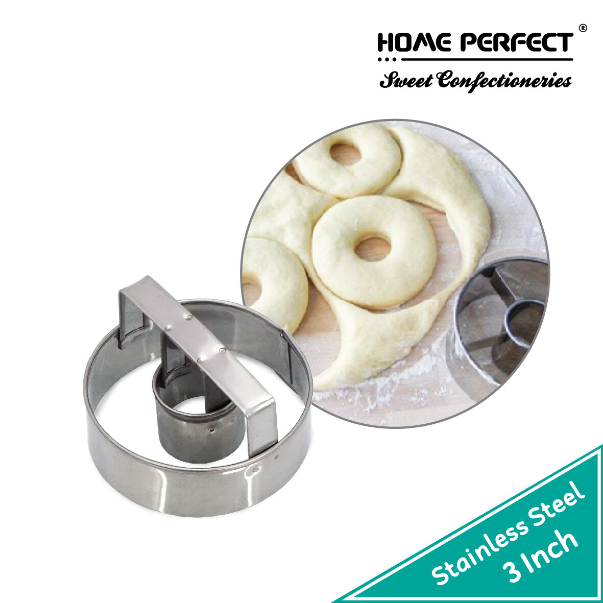 HOME PERFECT 3/4 Inch Stainless Steel Doughnut Cutter With Handle ...