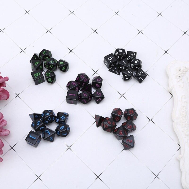 คาดหน้าร้าน Rove-Shop】7ชิ้นเรซิน Polyhedral Dices ตัวเลขสำหรับ DND RPG ...