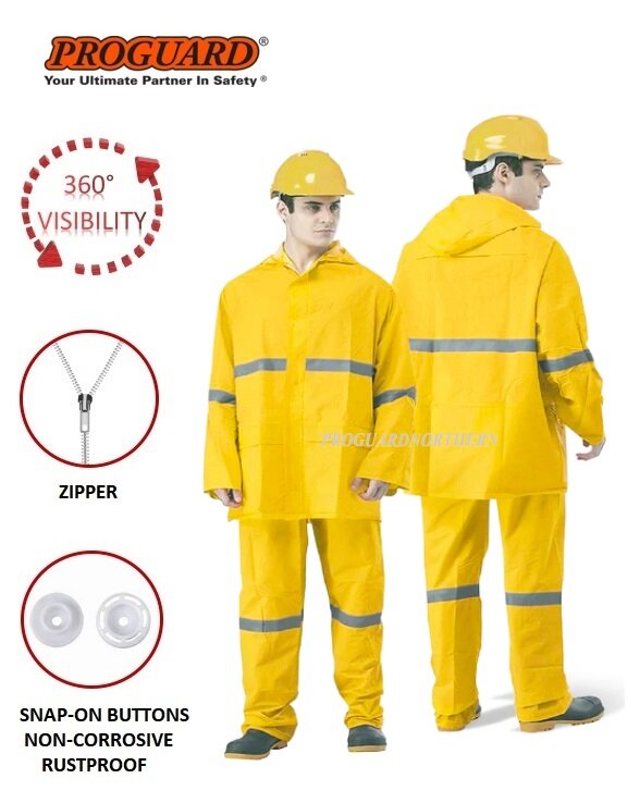Heavy Duty Visibility Yellow Zipper Rainsuit with High Reflective Strip ...