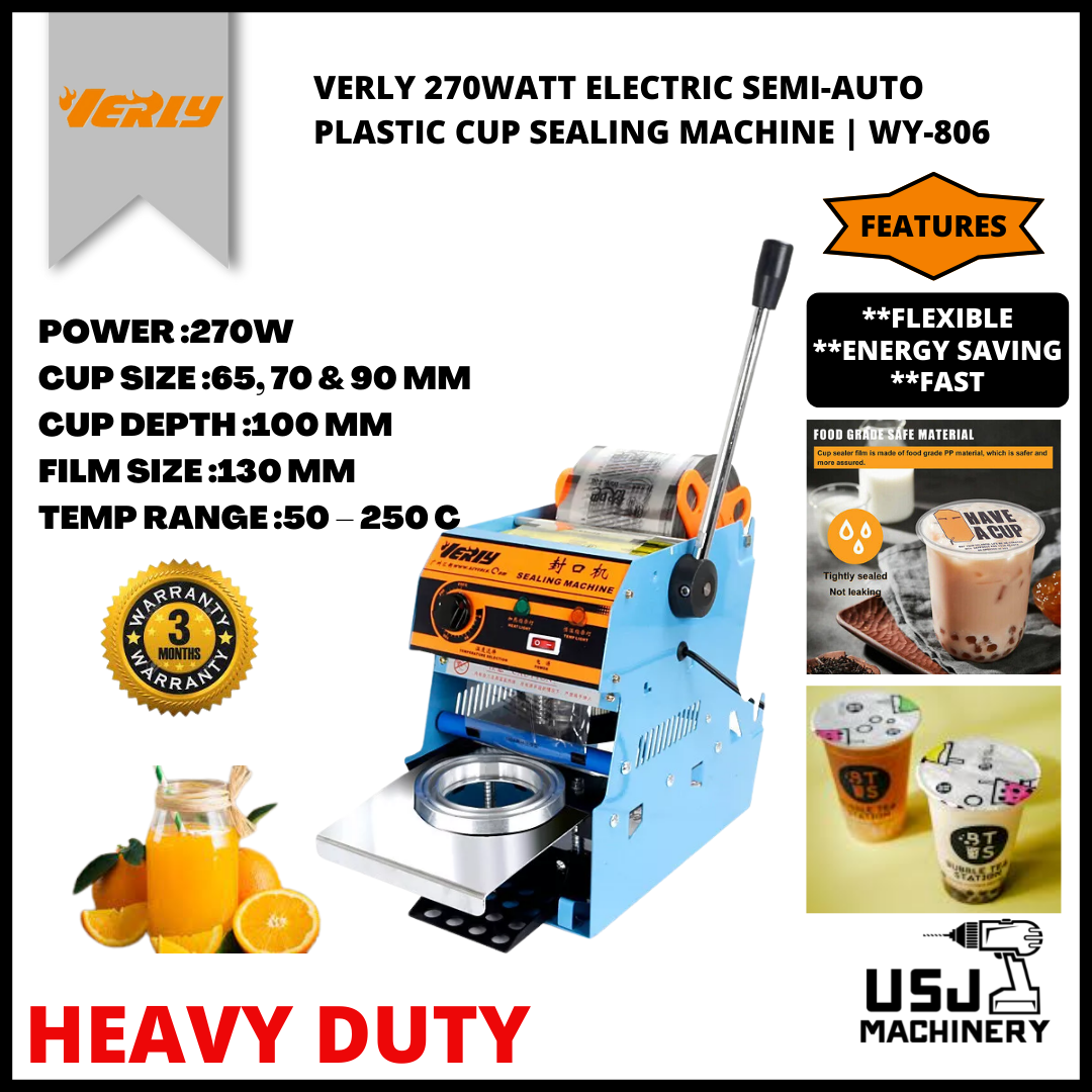 VERLY 270Watt Electric Semi-Auto Plastic Cup Sealing Machine WY-806 | 3 ...