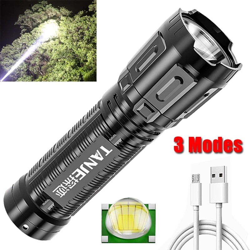 🔥Hot sale 🔥3 Modes Strong Light Zoom Torchlight/ USB Rechargeable Ultra ...