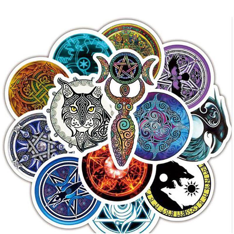 50PCS Magic Tatoo Symbols Amulet Stickers For Motorcycle Luggage ...