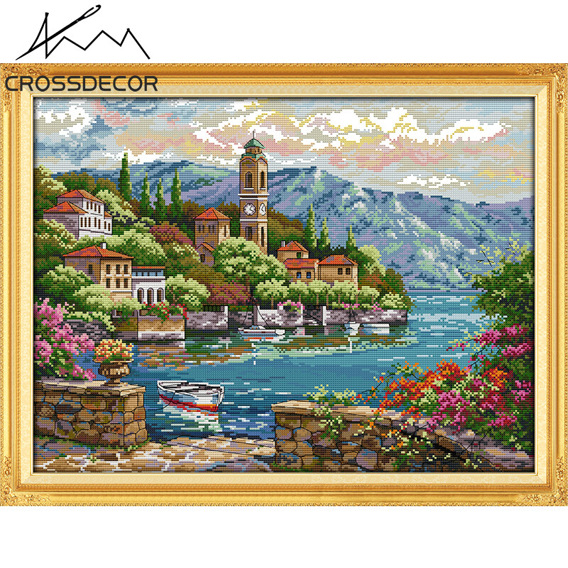 【New Arrival】Crossdecor Printed Aida Cloth Cross Stitch Complete Set ...