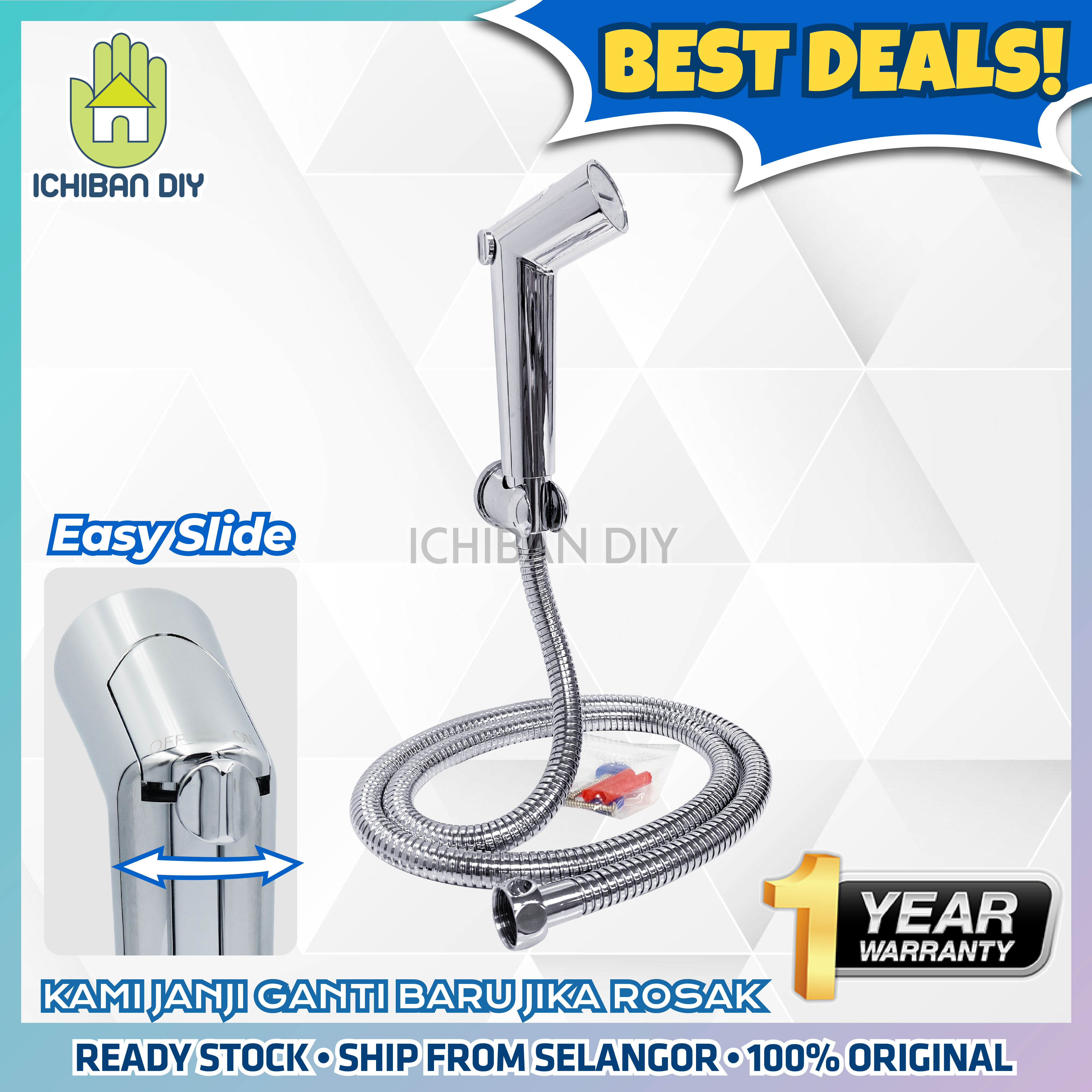 Hand Bidet Set Adjustable Slide Sprayer Control Valve No Push Hand ...