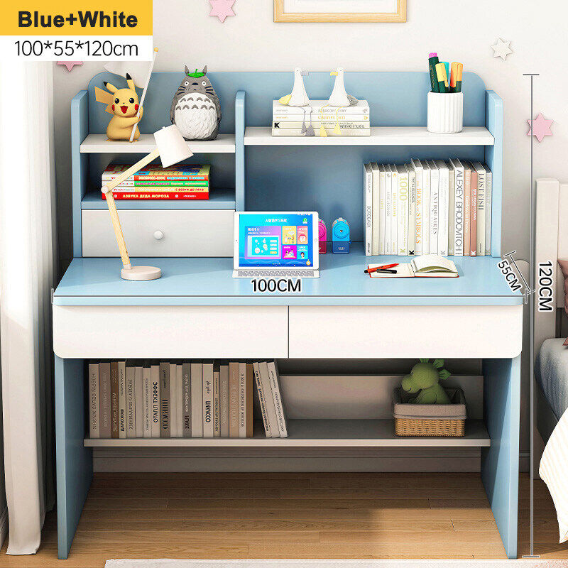 Computer Table Meja belajar Student Study Desk With Book Shelf Combined ...