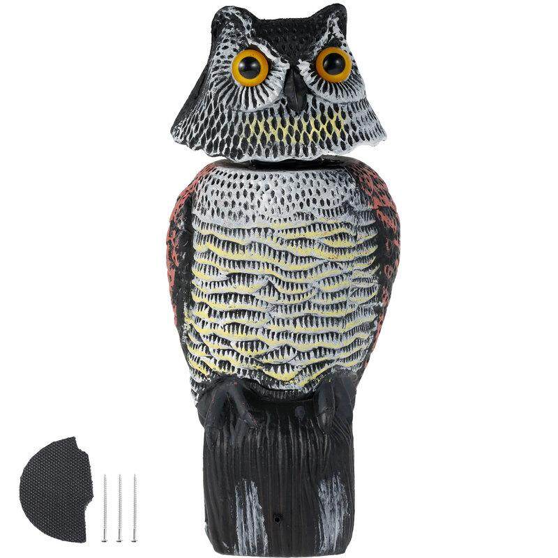 Owl Scarecrow with Rotating Head and Sound Large Fake Owl Decoy Statue ...