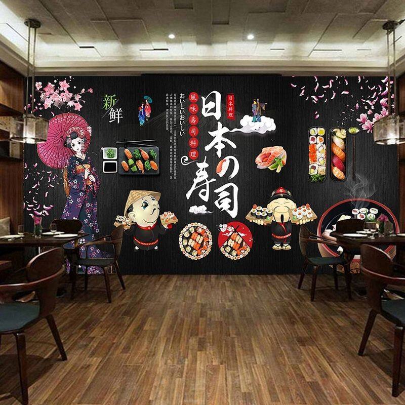 จัดส่งฟรีวอลล์เปเปอร์ญี่ปุ่น Hefeng Ukiyo ร้านเหล้าญี่ปุ่นทาทามิร้านซูชิห้องส่วนตัวตกแต่งพื้น ...