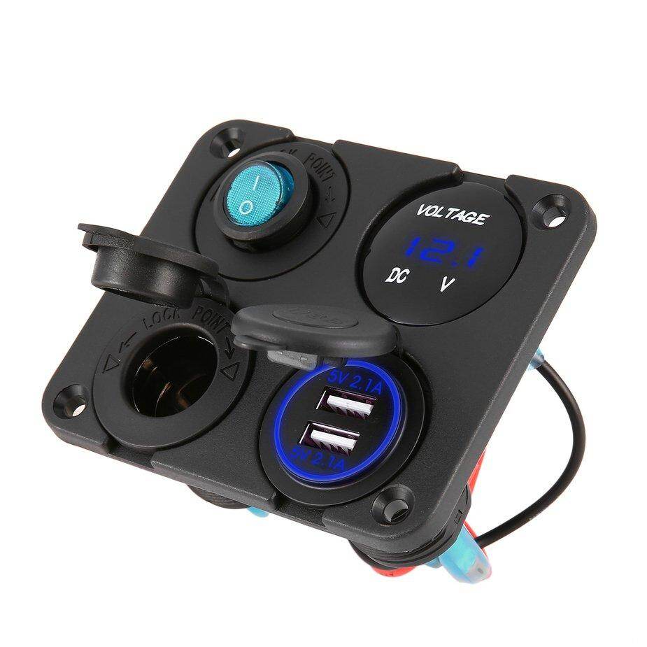 Hot Sale Dual USB Ports Car Charger + LED Voltmeter + 12V Power Socket ...