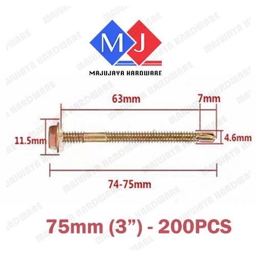 Hex Self Drilling Screw Skru Atap Bumbing SKRU IKAT Bumbung WITH WASHER ...