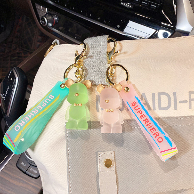 SUTAI Trendy Transparent Bow Tie Bear Key Chain Women Cute Animal ...