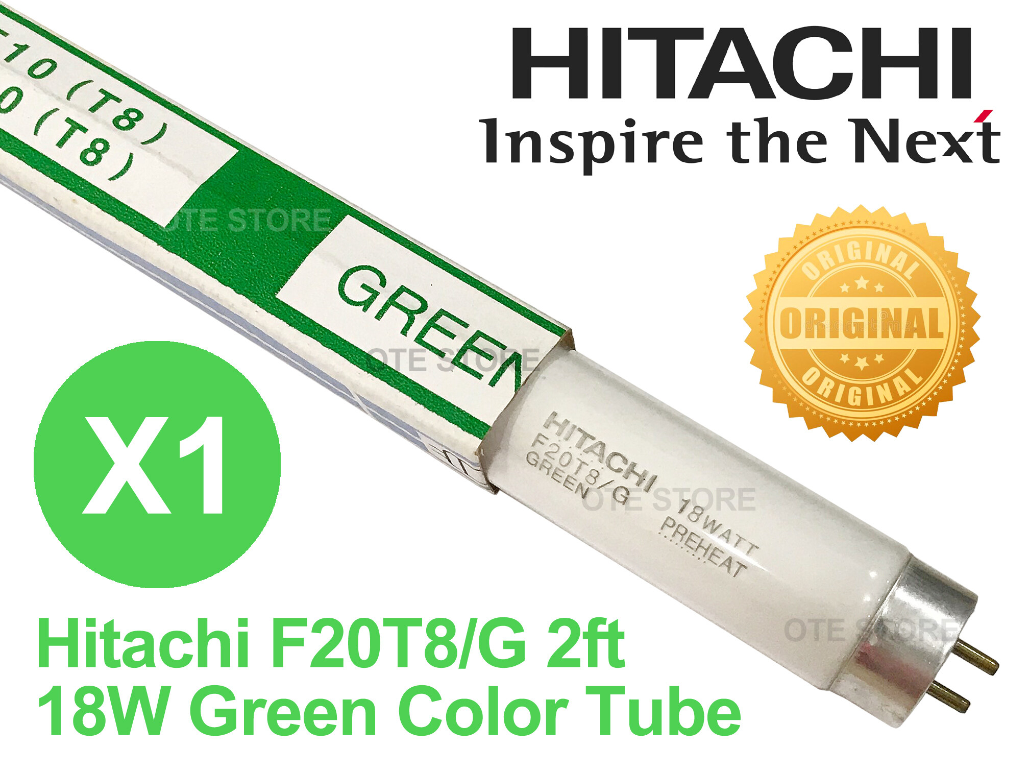 Hitachi F20T8/R F20T8/Y F20T8/B F20T8/G 2ft 18w Fluorescent Tube Lampu Warna Kamlimantang 彩色灯管 ...