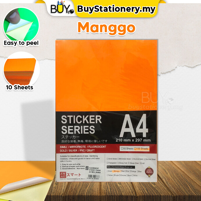 A4 Sticker Paper Colour Self Adhesive Fluorescent Stickers Label ...