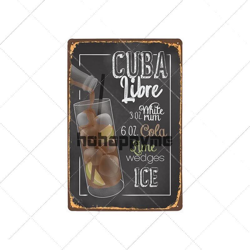 Cocktail Metal Tin Signs Mojito Retro Plaque Cuba Libre Moscow Mule ...