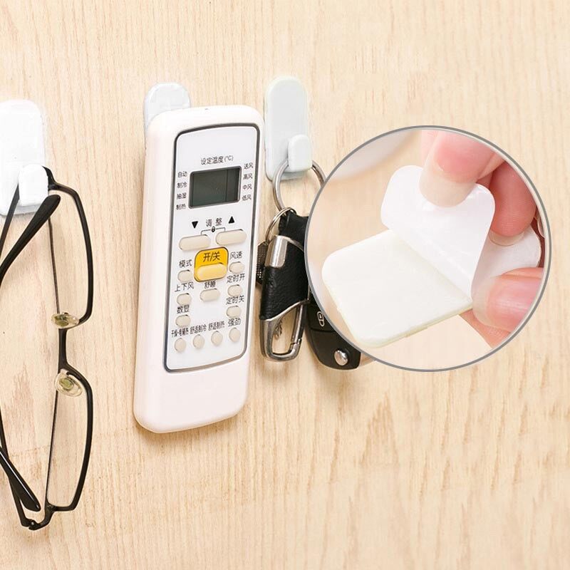 ROJEY 4คู่ Sticky ตะขอพลาสติกติดผนังเก็บตะขอแขวนรับน้ำหนักผู้ถือ ...