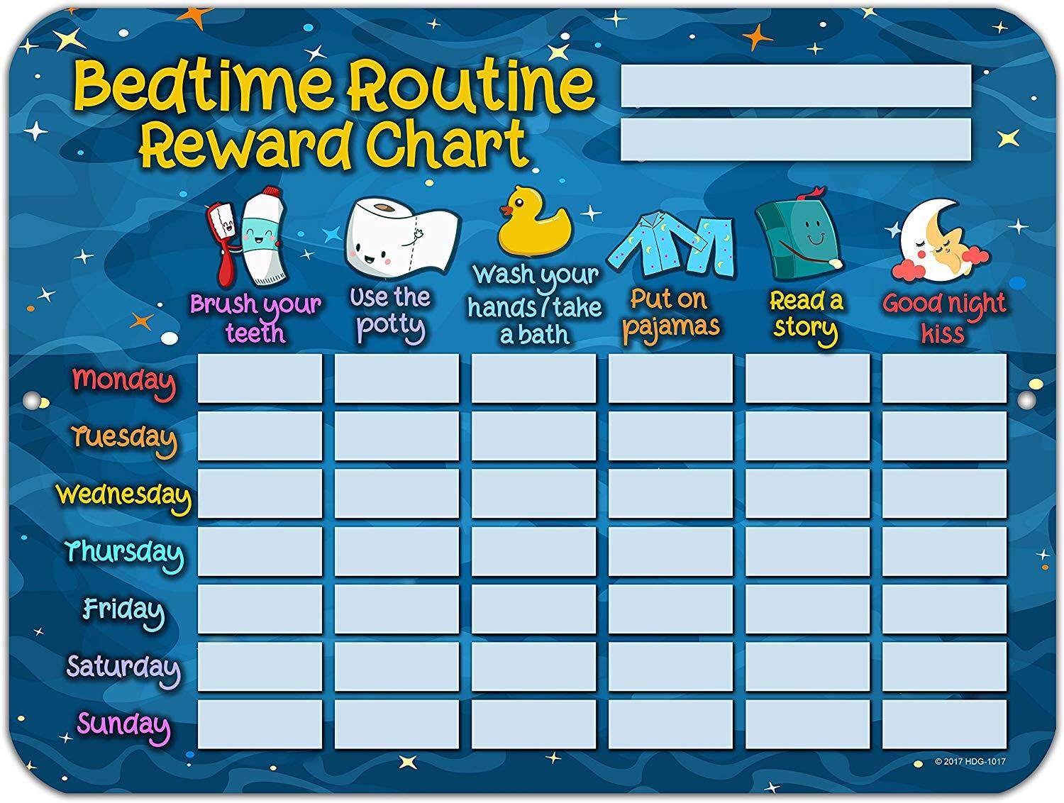 Bedtime Checklist Routine Star Reward Chart For Kids and Autism Tin ...
