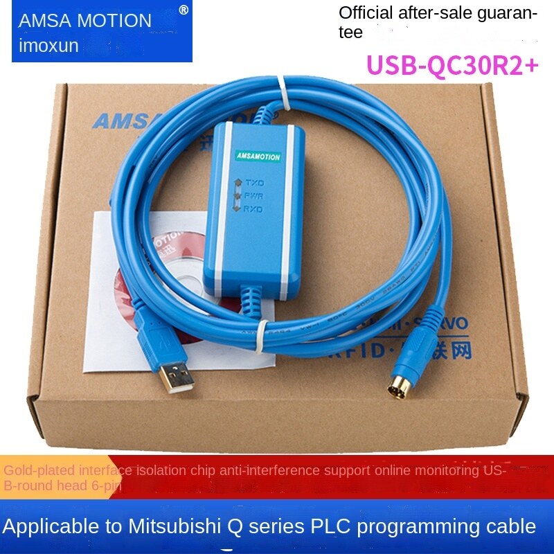 Original/2022ใช้ได้กับ Mitsubishi PLC สายการเขียนโปรแกรมสายข้อมูล USB ...