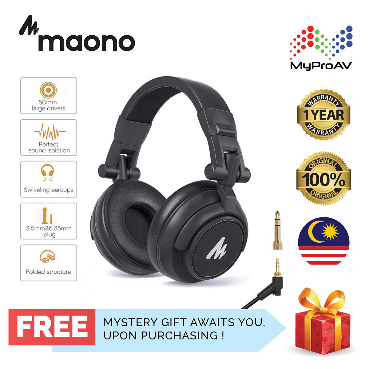 MAONO AU-MH601 Professional DJ Studio Monitor Headphones | Lazada