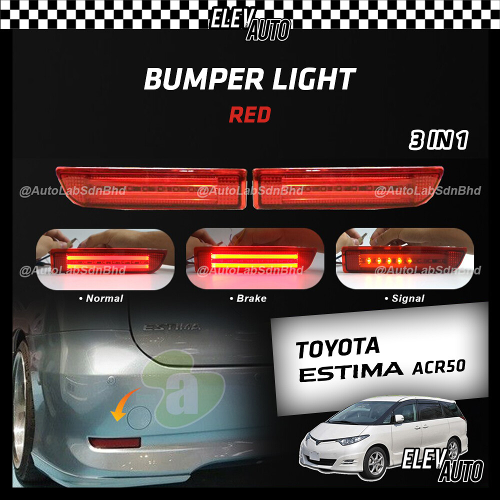 Toyota Estima ACR50 Rear Bumper Light Bar With Red LED Light 3 in 1 ...