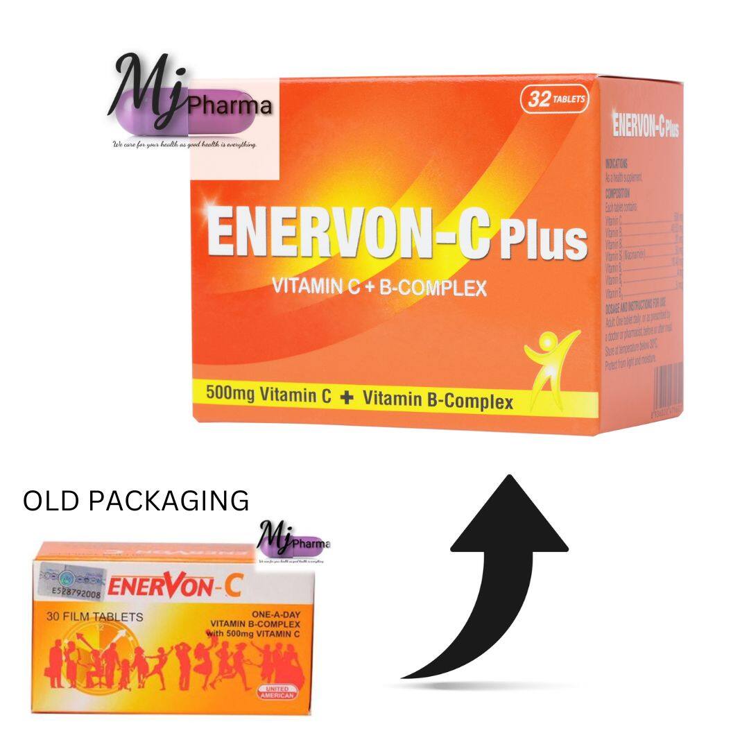 ENERVON C Plus 32 Film Tablets One A Day Vitamin B Complex With 500mg ENERVON C Plus 32 Film Tablets One A Day Vitamin B Complex With 500mg